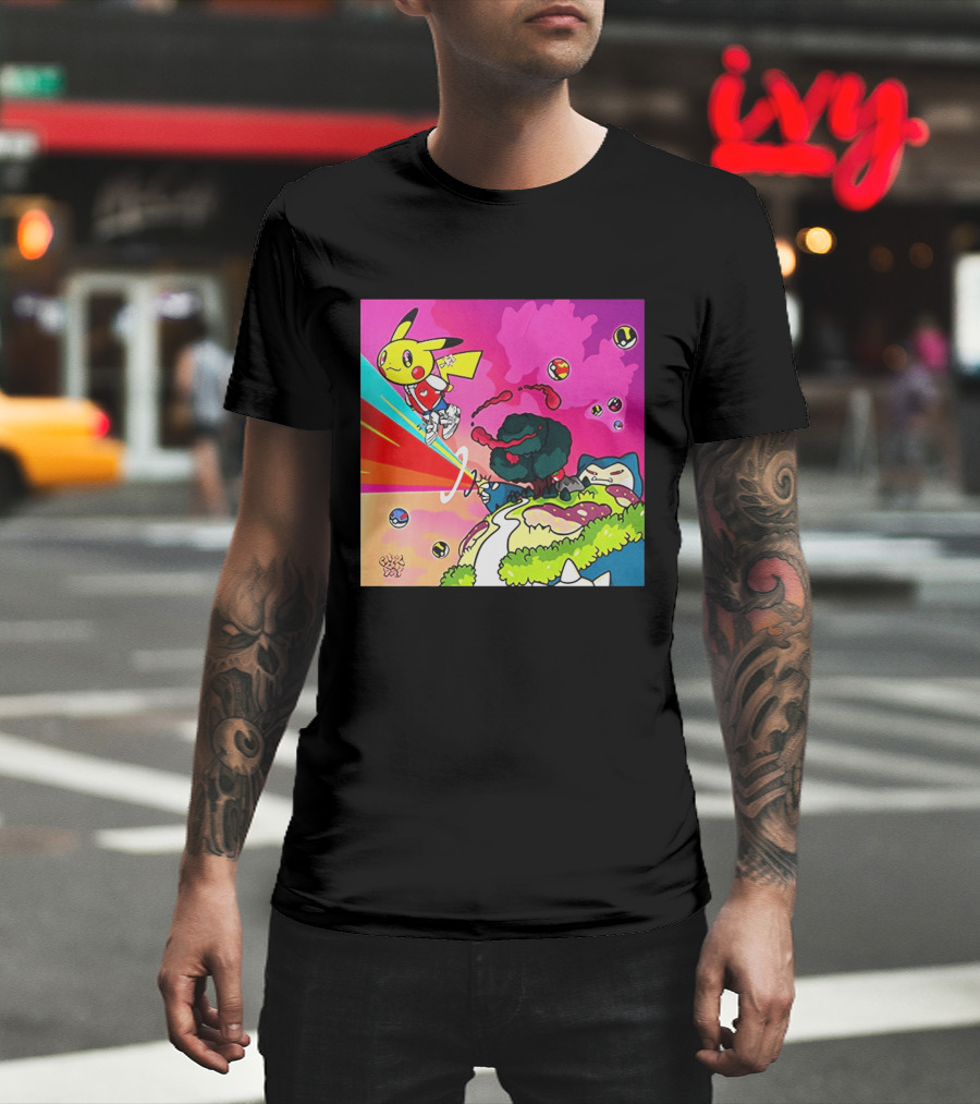 Pikachu Graduation Inspired By Album Cover Elements Pokemon Crossover Scene T-Shirt