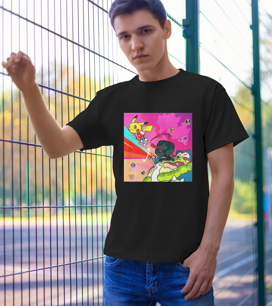 Pikachu Graduation Inspired By Album Cover Elements Pokemon Crossover Scene T-Shirt