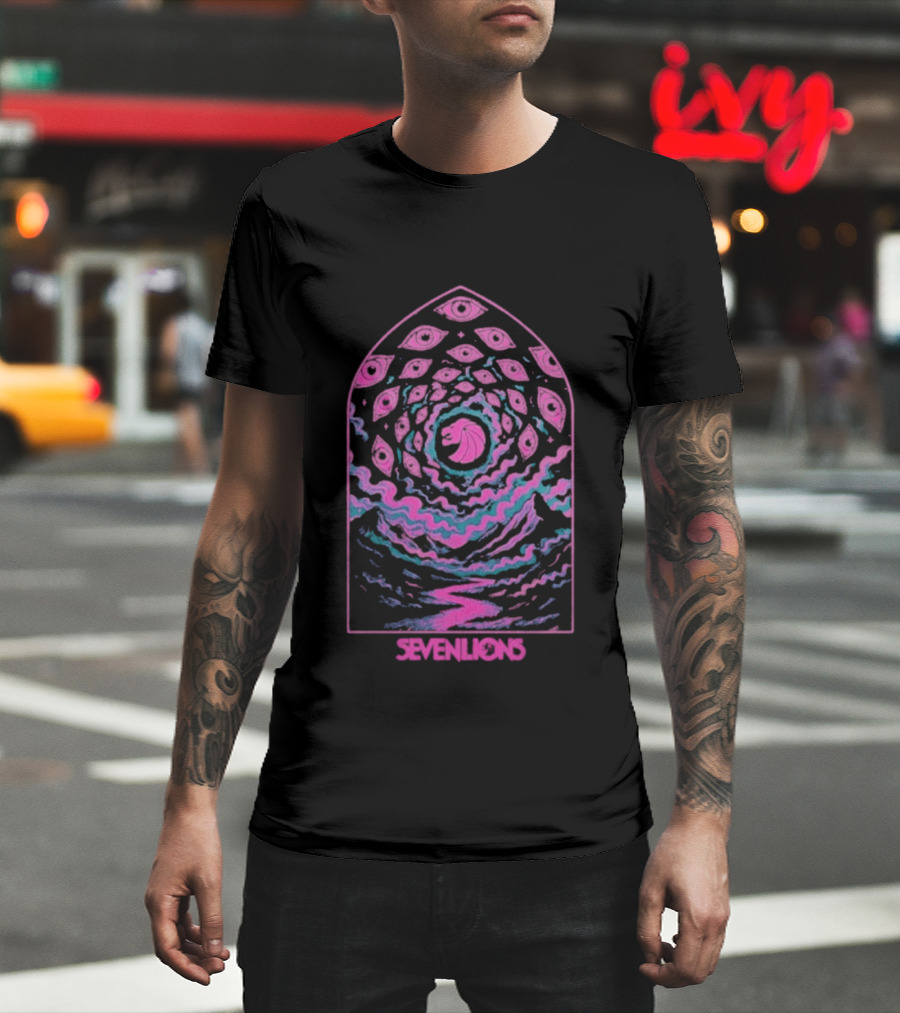 Seven Lions Pink Cosmic Spiral Vision T-Shirt