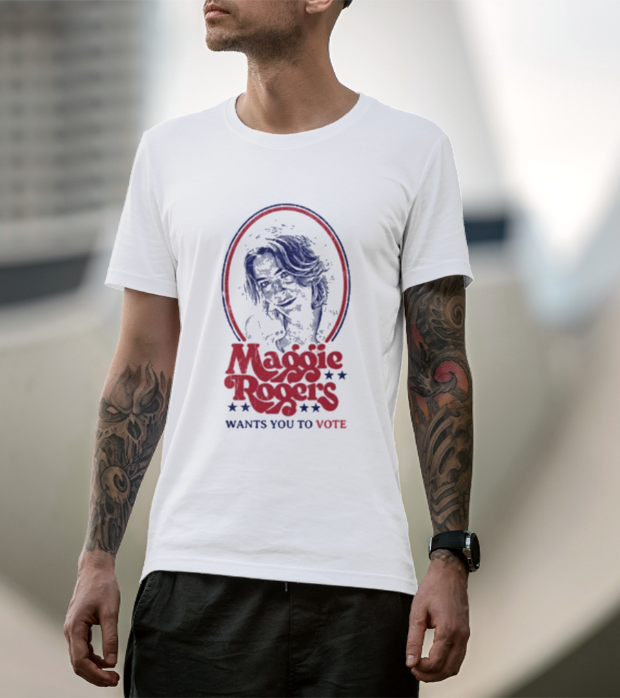 Maggie Rogers Wants You To Vote Portrait Stars T-Shirt