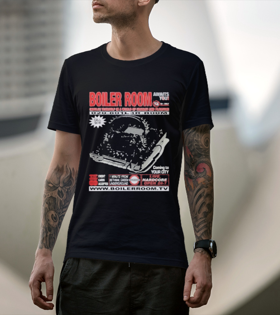 Boiler Room Hardcore TV Broadcast London Frankfurt Detroit Toronto 2001 Mix Series Coming To Your City T-Shirt