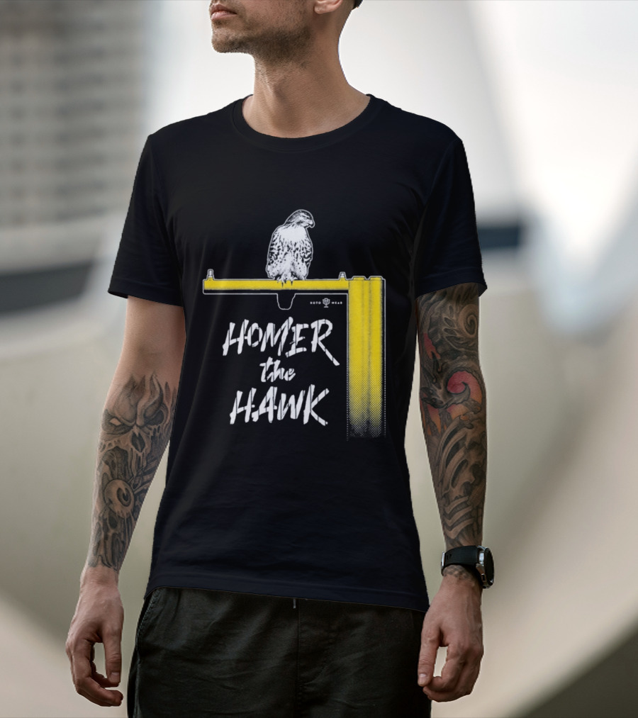 Homer The Hawk Perched On Yellow Crossbar T-Shirt