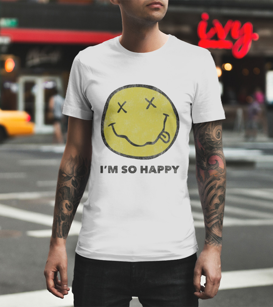 Nirvana Smiley Face I'm So Happy T-Shirt