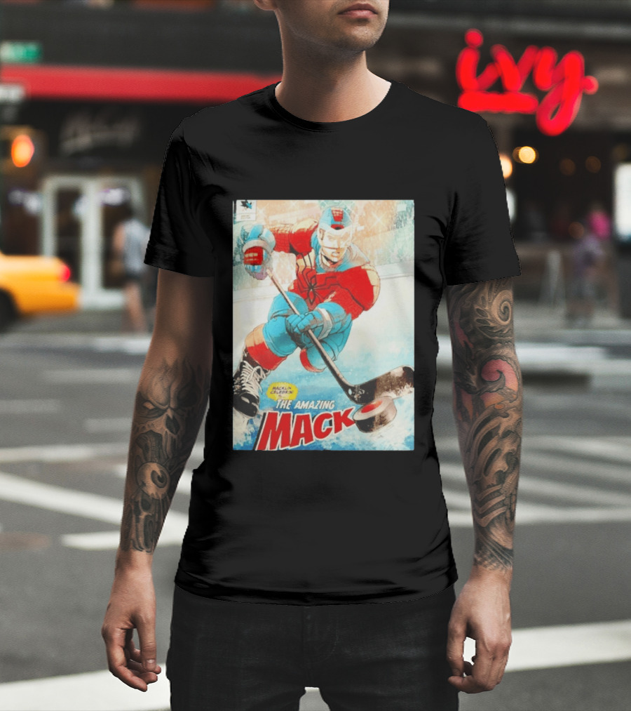 Macklin Celebrini The Amazing Mack San Jose Sharks Hockey Comic T-Shirt
