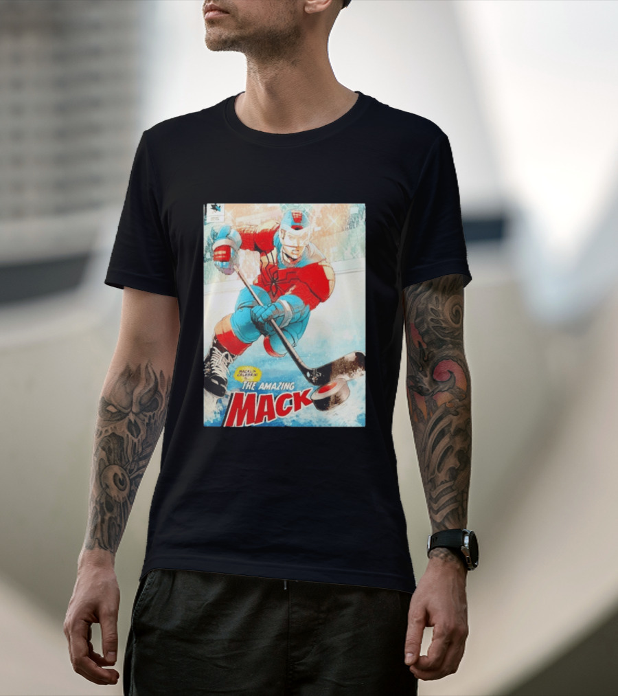 Macklin Celebrini The Amazing Mack San Jose Sharks Hockey Comic T-Shirt