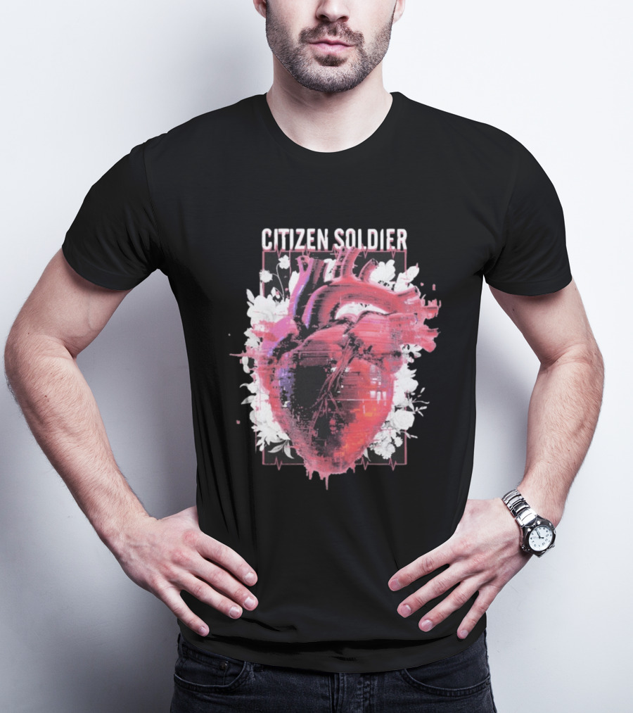 Citizen Soldier Heartbeat Anatomical Heart And Floral T-Shirt
