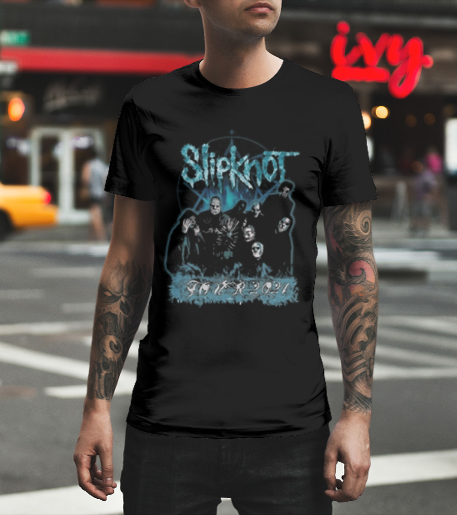 Slipknot 2001 Blue Band Photo T-Shirt