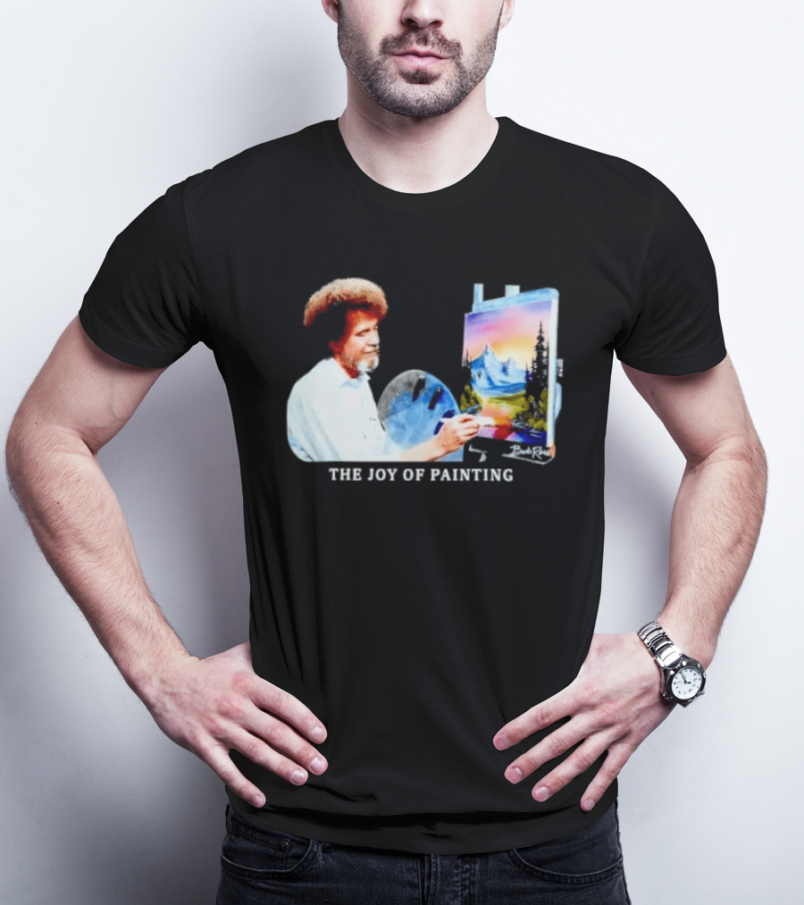 Bob Ross The Joy Of Painting Mountains And Sunset Scene T-Shirt
