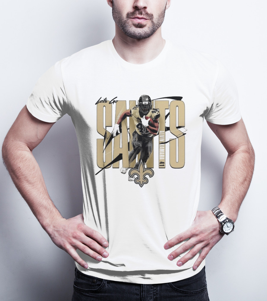 Let's Go Saints Alvin Kamara 41 New Orleans Fleur De Lis T-Shirt
