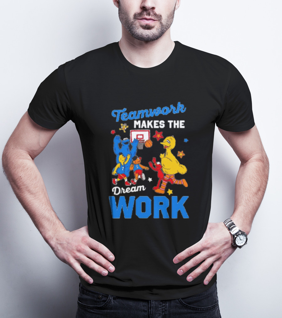 Teamwork Makes The Dream Work Sesame Street Basketball Slam Dunk T-Shirt