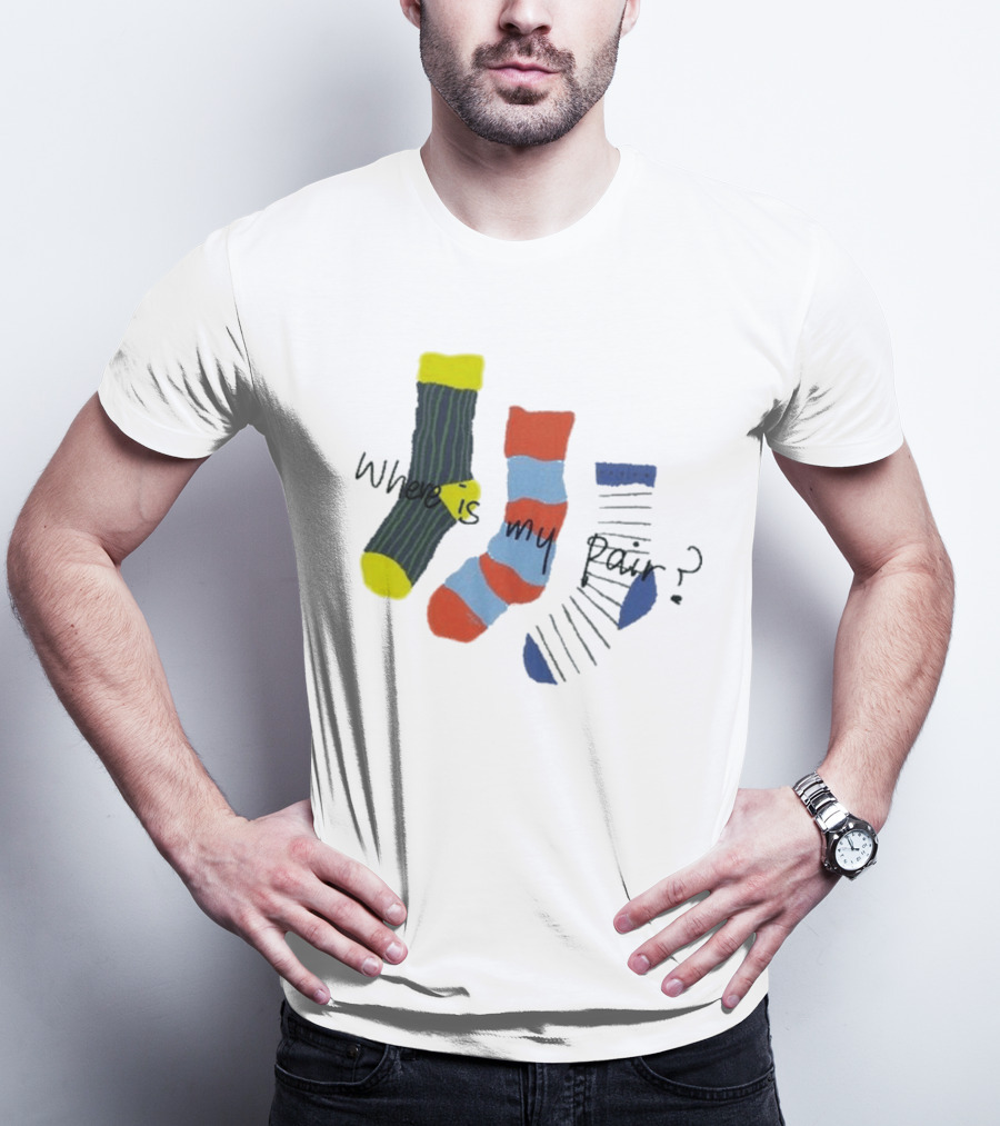 ANGLAN Where Is My Pair Socks Half T-Shirt