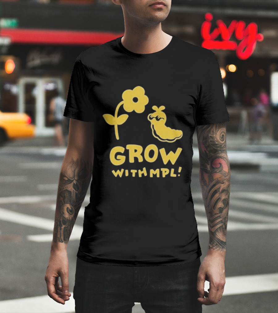 Grow With MPL Flower And Bird Yellow T-Shirt
