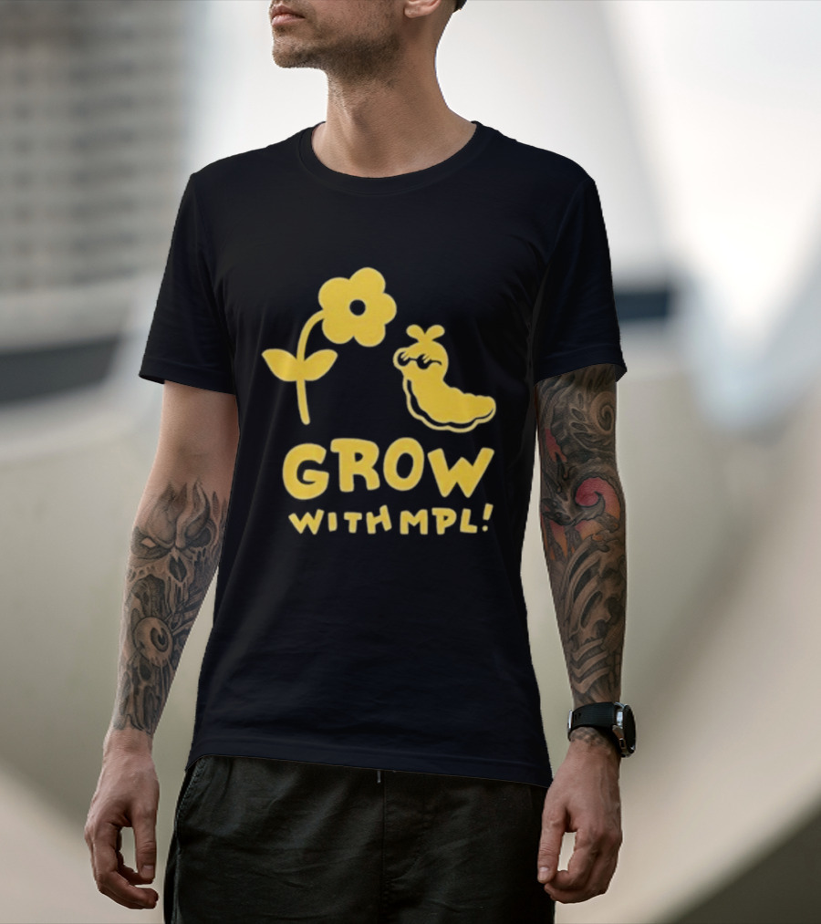 Grow With MPL Flower And Bird Yellow T-Shirt