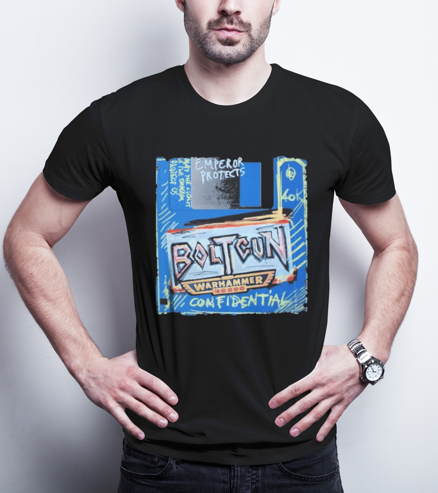 Warhammer 40K Boltgun Emperor Protects Confidential Floppy Disk T-Shirt