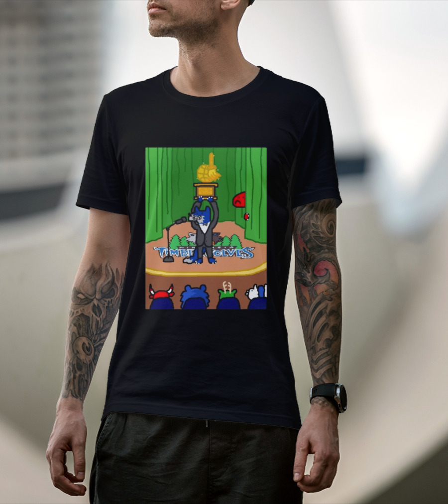 Men Successful Dub Timberwolves Champion Aurora Green Basketball Trophy T-Shirt