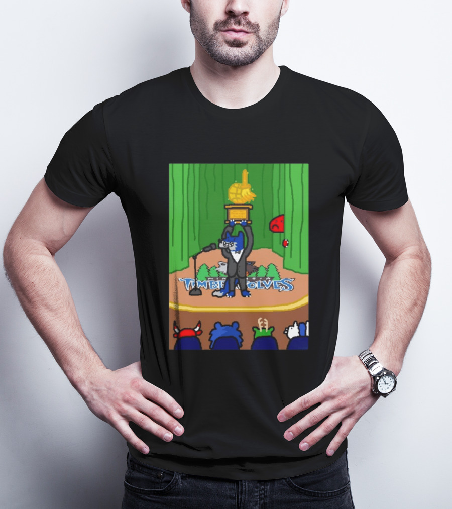 Men Successful Dub Timberwolves Champion Aurora Green Basketball Trophy T-Shirt