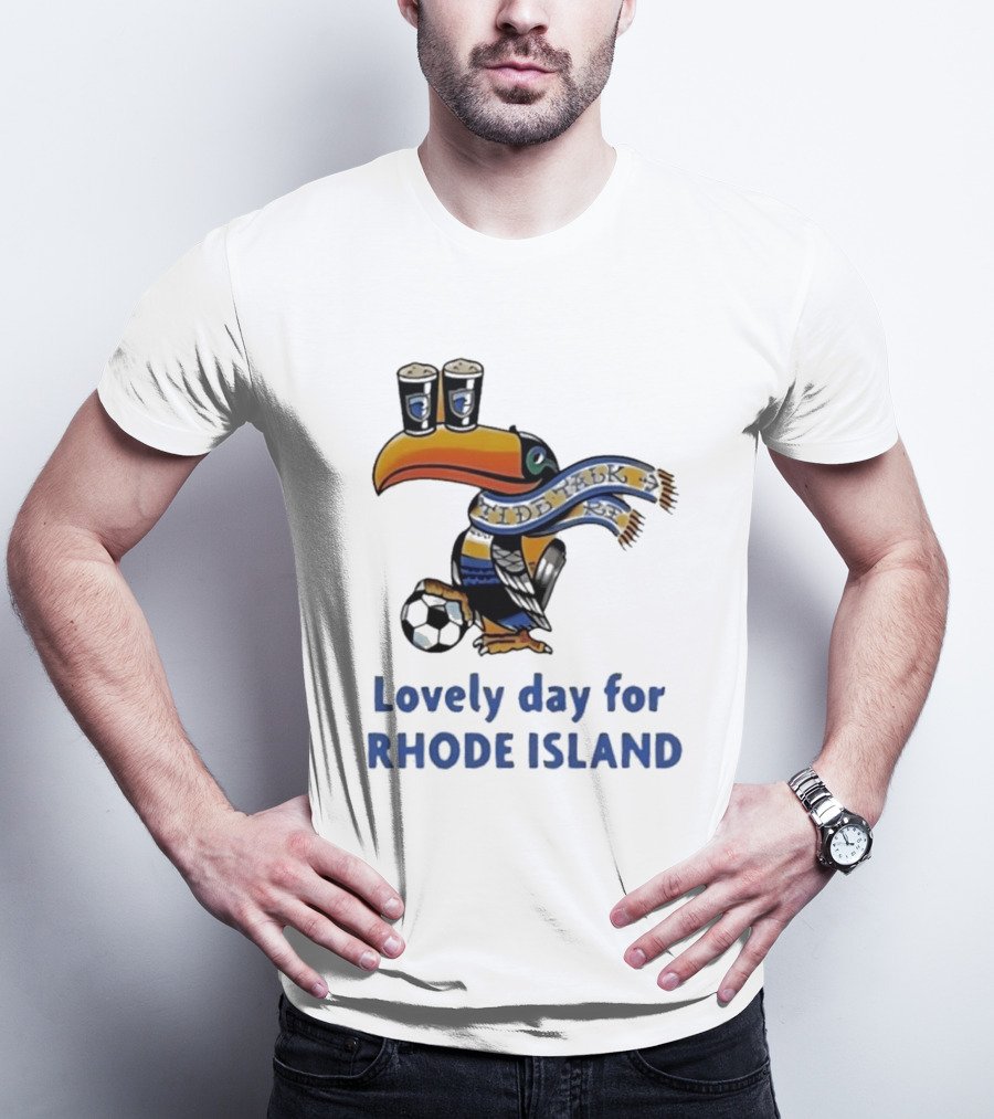 Lovely Day For Rhode Island Toucan With Soccer Ball And Beers T-Shirt