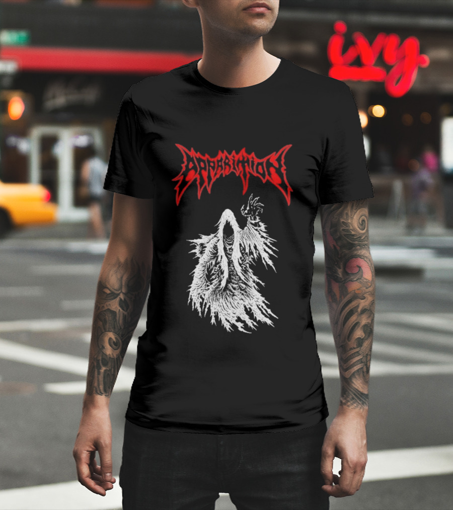 Apparition Ghostly Figure Red Gothic Font T-Shirt