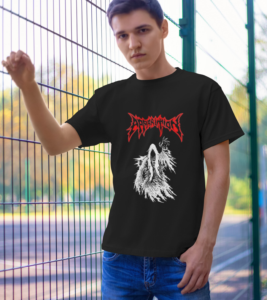 Apparition Ghostly Figure Red Gothic Font T-Shirt