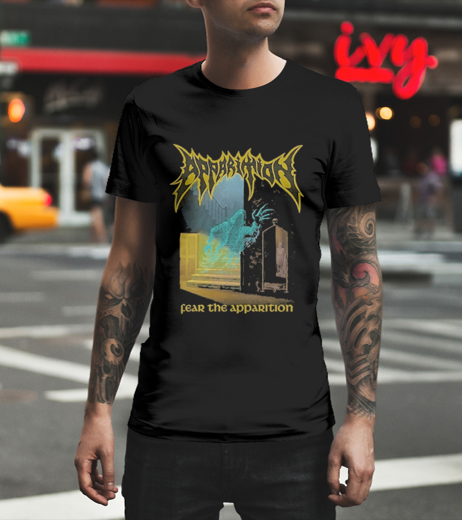 Apparition Fear The Apparition Spooky Ghostly Spirit Doorway T-Shirt
