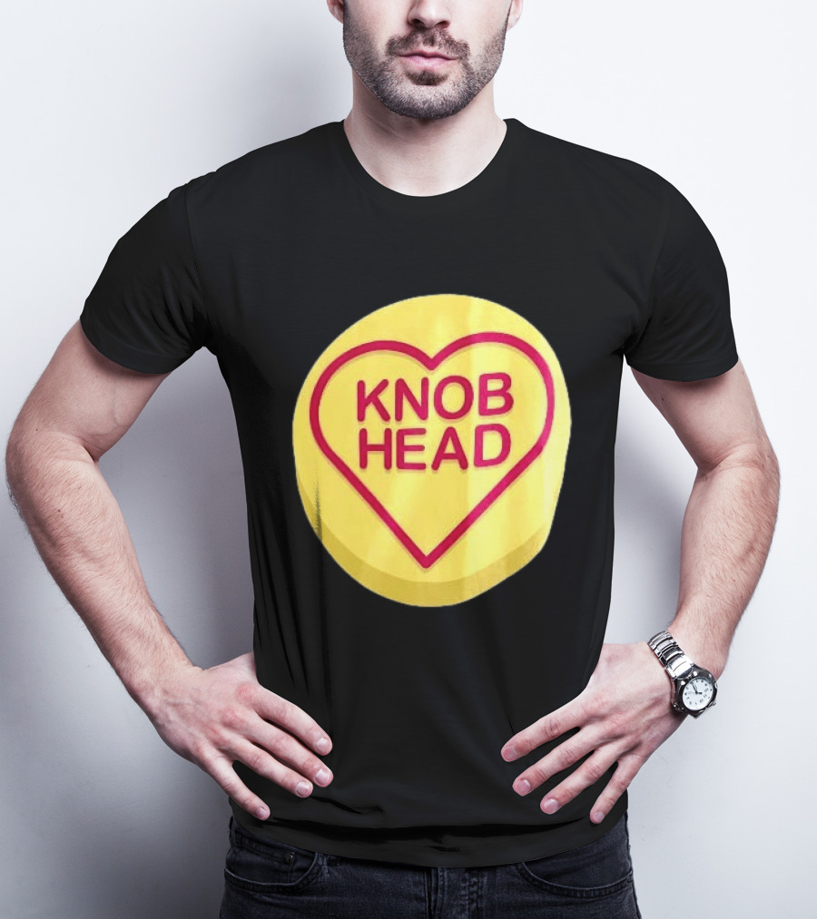 Knob Head Love Hearts Yellow Round T-Shirt