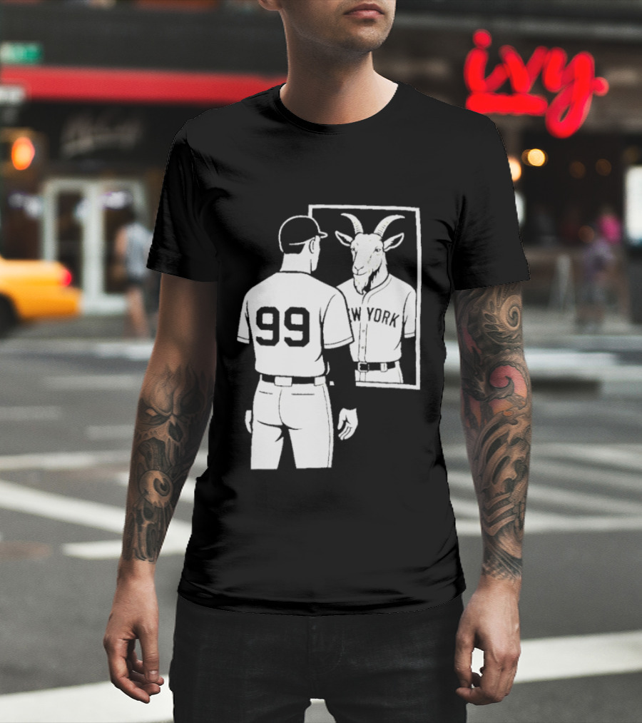 Aaron Judge GOAT Reflection New York Yankees Baseball 99 T-Shirt