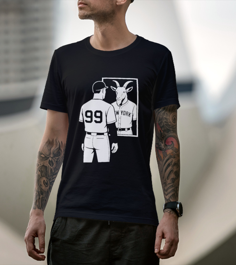 Aaron Judge GOAT Reflection New York Yankees Baseball 99 T-Shirt