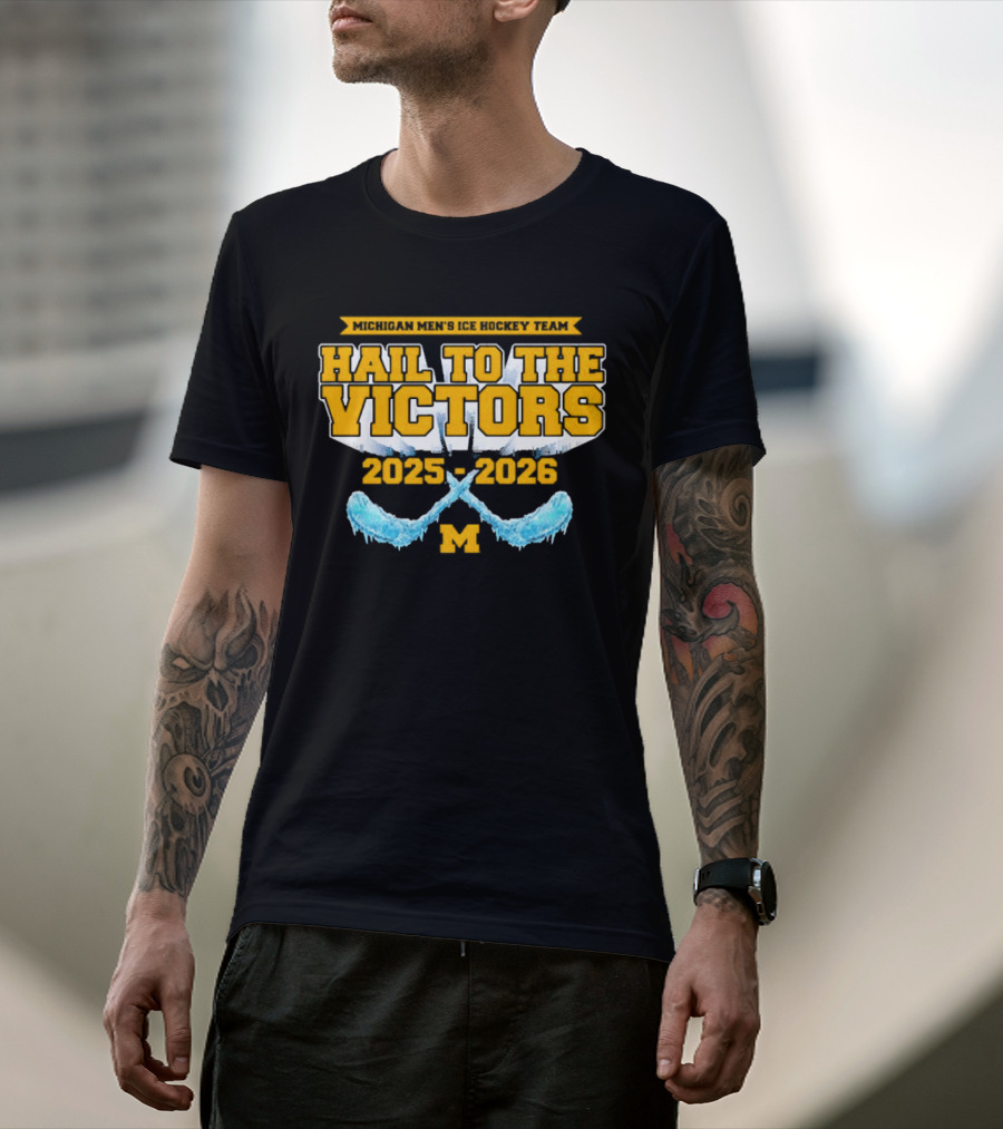 Michigan Wolverines Ice Hockey Hail To The Victors 2025 2026 T-Shirt