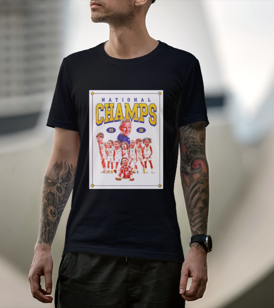 National Champs 89 26 Michigan Wolverines Caricature Coach And Players T-Shirt