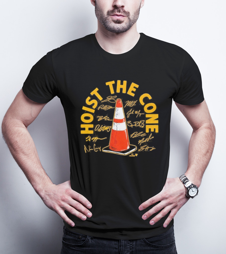 Pittsburgh Baseball Hoist The Cone Signatures Traffic Cone T-Shirt