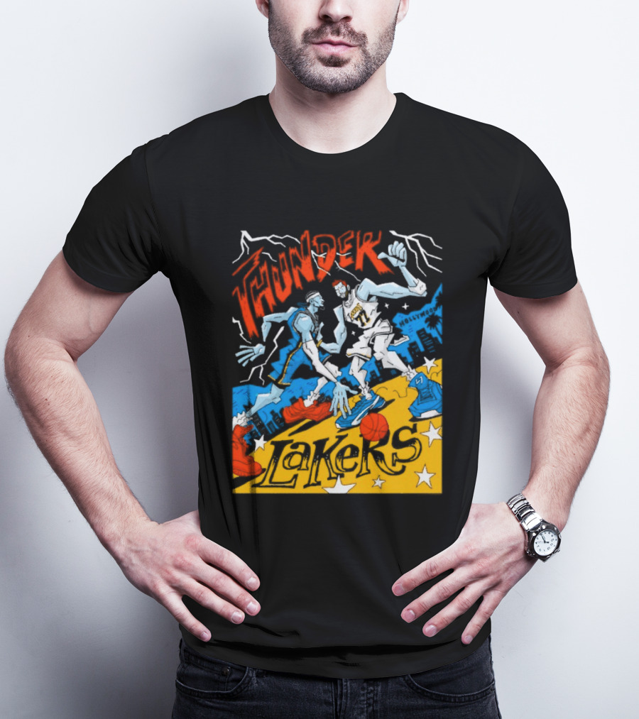 Shai Gilgeous Alexander Thunder Vs Luka Doncic Lakers MVP Cartoon Showdown T-Shirt