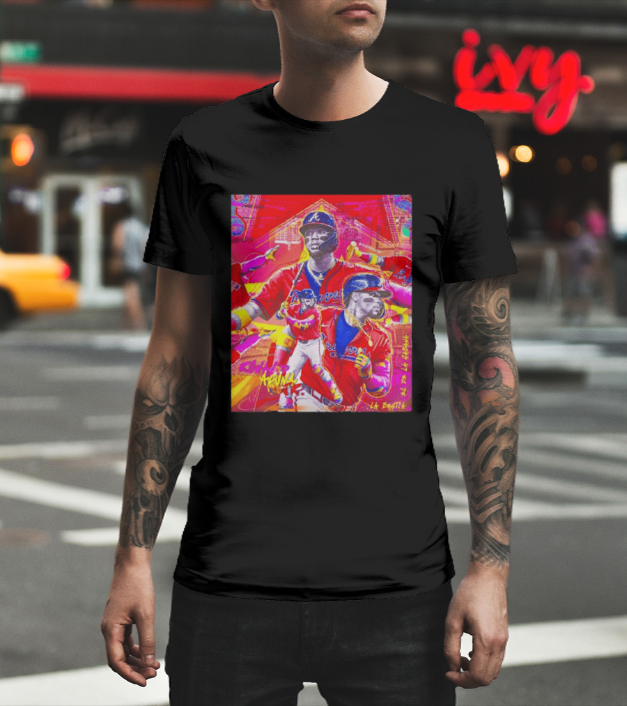 Ronald Acuña Jr Braves Atlanta Red Jersey Baseball Star Collage T-Shirt