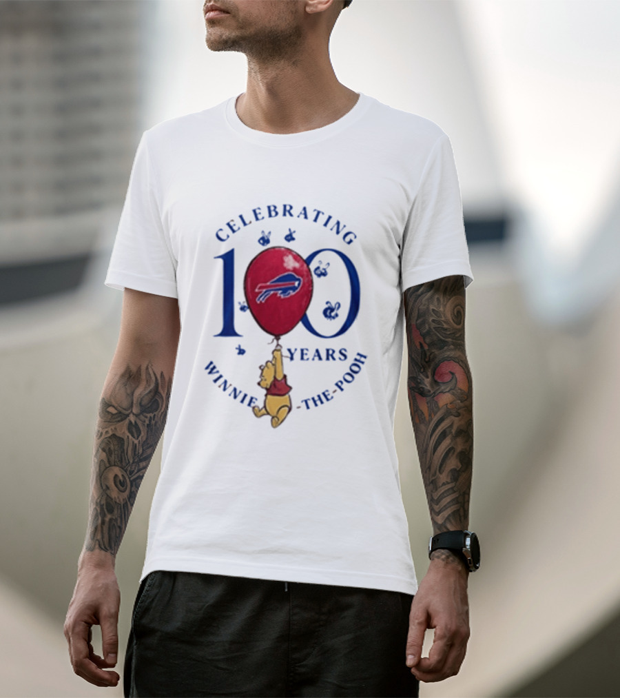 Celebrating 100 Years Winnie The Pooh Buffalo Bills Balloon T-Shirt