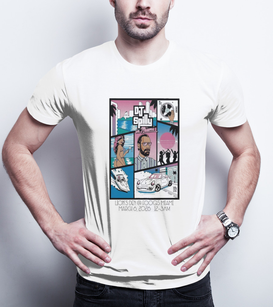DJ Spilly In Miami March 6 2026 Iconic Nightlife Vibes T-Shirt