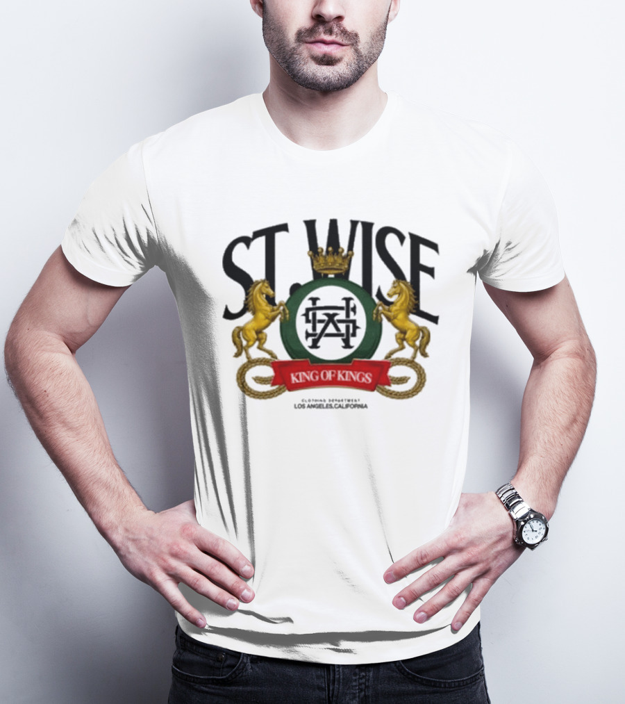 ST Wise Crowned Horse Emblem Los Angeles California T-Shirt