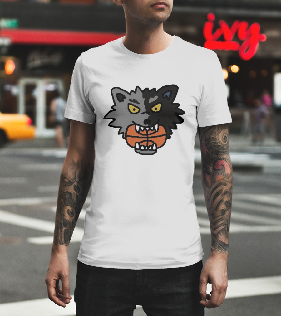 Timberwolves New Profile Pic Two Tone Wolf With Basketball T-Shirt