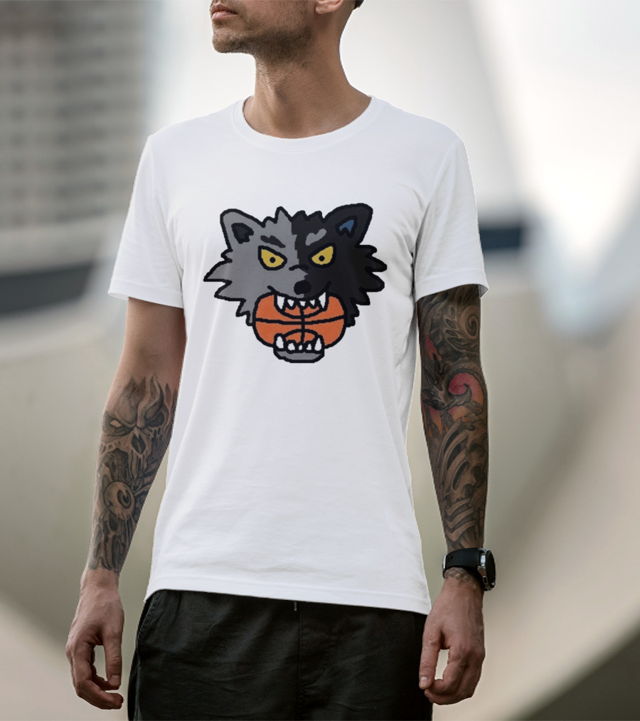 Timberwolves New Profile Pic Two Tone Wolf With Basketball T-Shirt