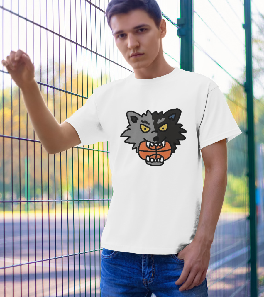 Timberwolves New Profile Pic Two Tone Wolf With Basketball T-Shirt