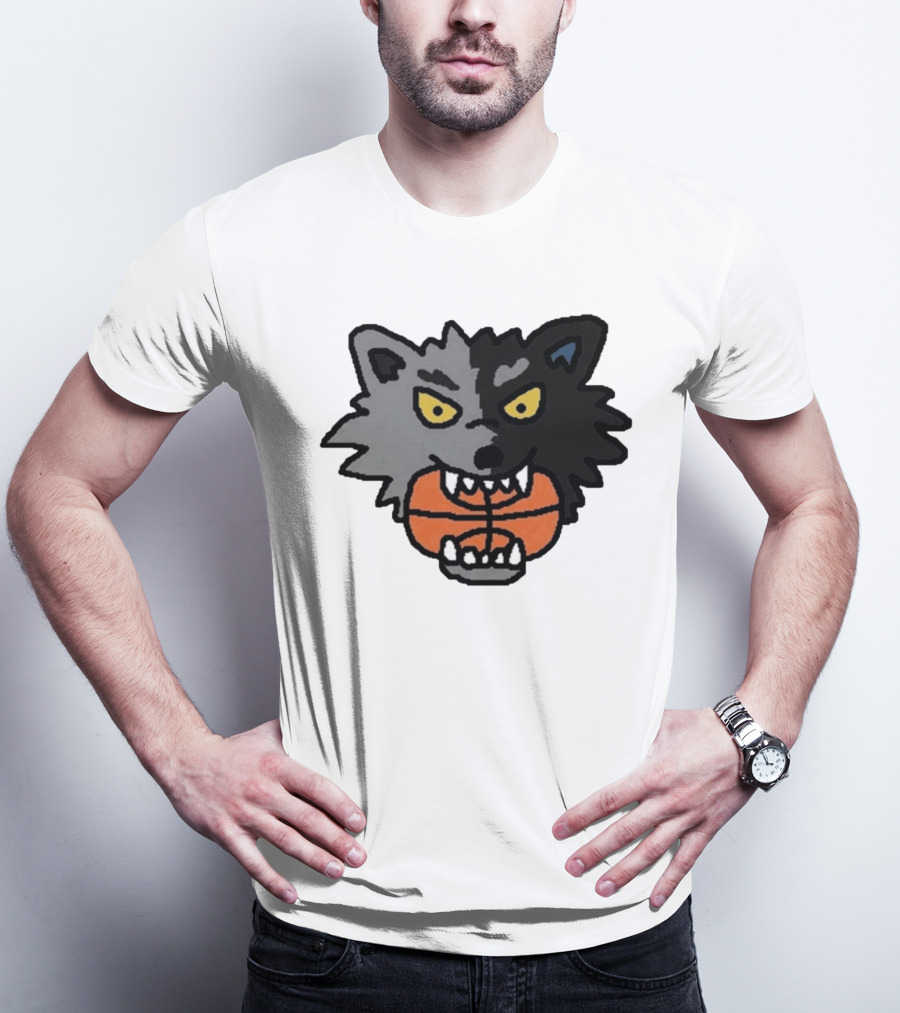 Timberwolves New Profile Pic Two Tone Wolf With Basketball T-Shirt