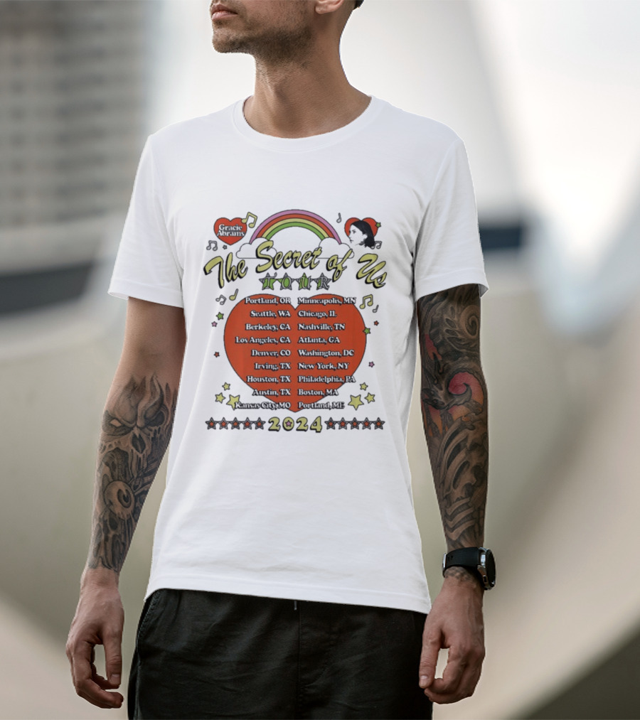 The Secret Of Us Tour 2024 Dates And Cities List With Rainbow And Stars T-Shirt
