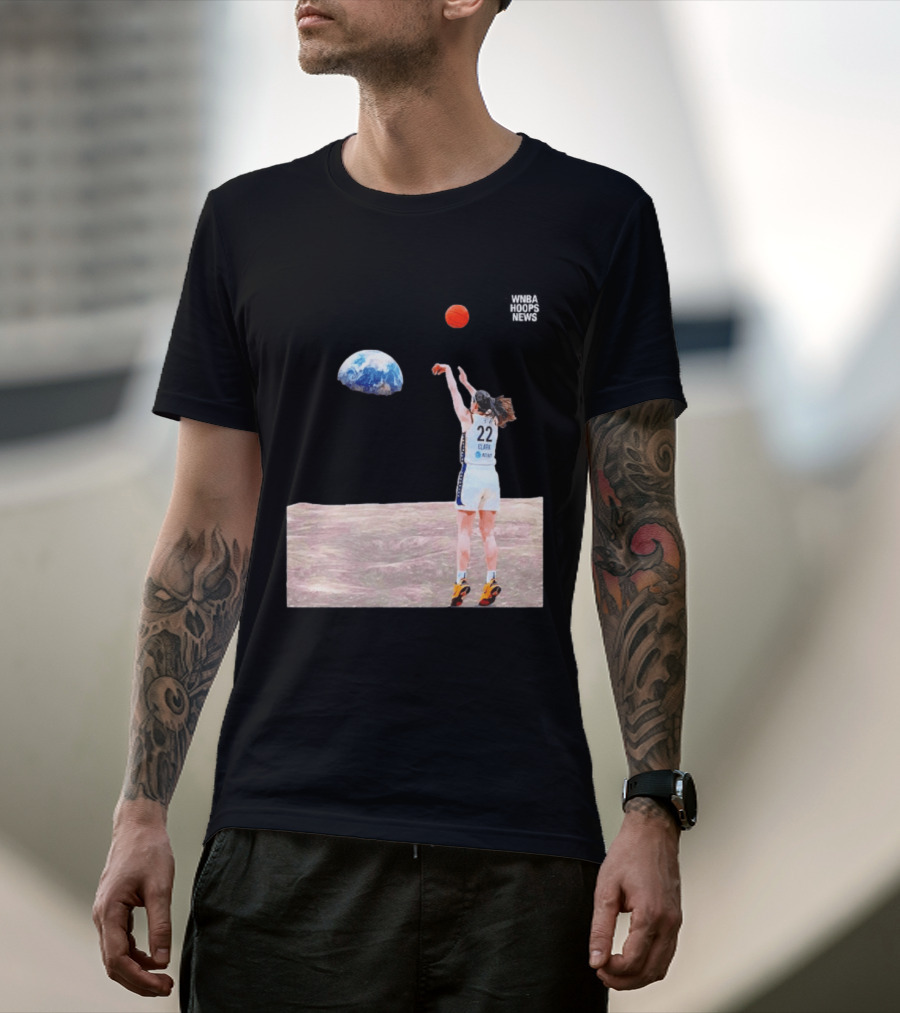 Caitlin Clark Indiana Fever WNBA Shooting Basketball On Lunar Surface T-Shirt
