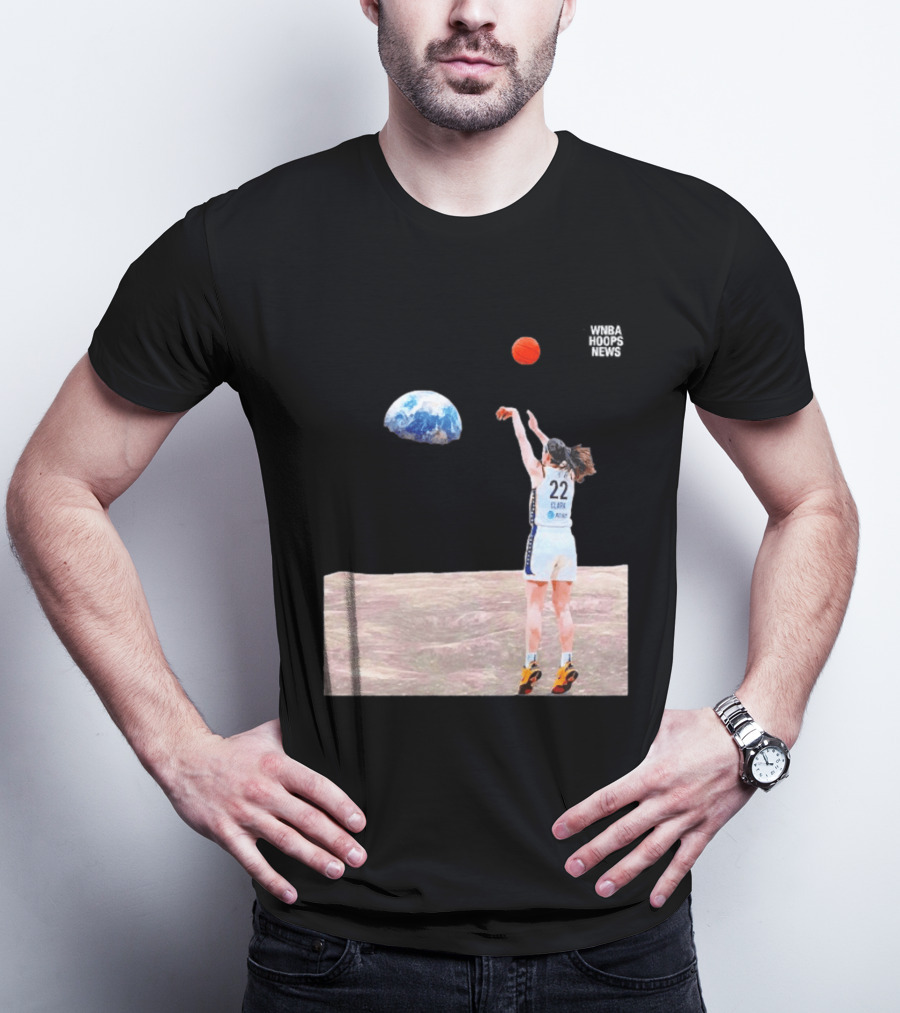 Caitlin Clark Indiana Fever WNBA Shooting Basketball On Lunar Surface T-Shirt