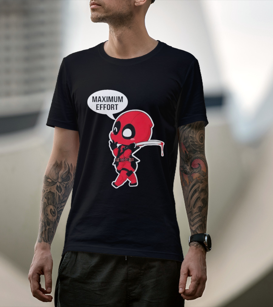Deadpool Chibi Costume Maximum Effort Speech Bubble T-Shirt