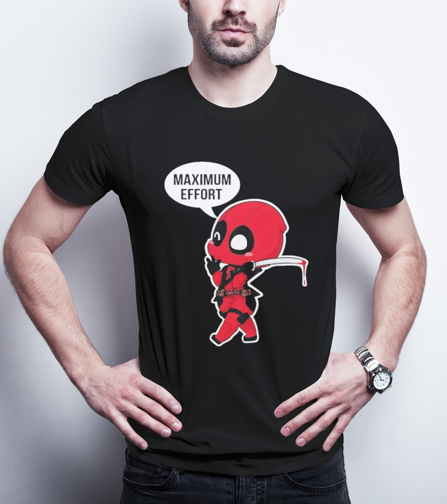 Deadpool Chibi Costume Maximum Effort Speech Bubble T-Shirt
