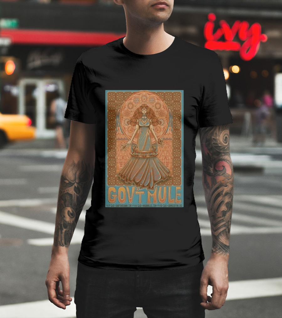 Gov't Mule Nashville IN Apr 8 2026 Psychedelic Art Nouveau Music Event T-Shirt