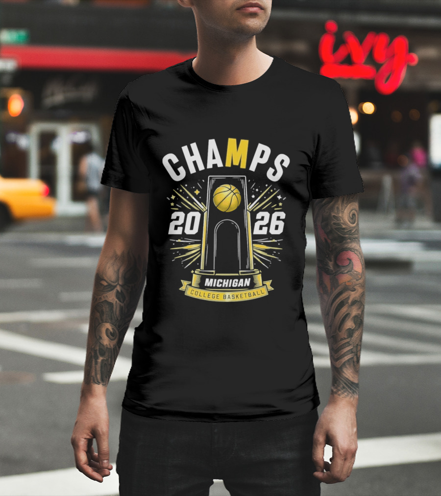 Michigan B.A.S. Champs 2026 College Basketball Victory T-Shirt