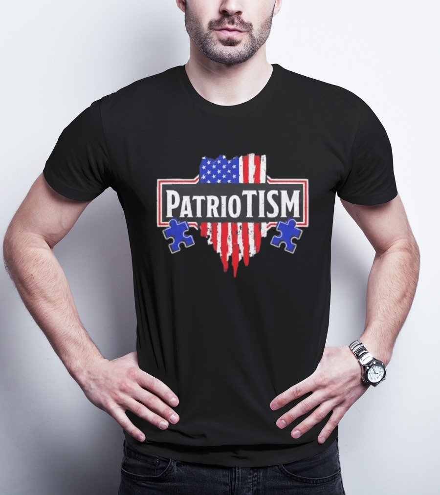 Patriotism American Flag Heart Puzzle Pieces T-Shirt