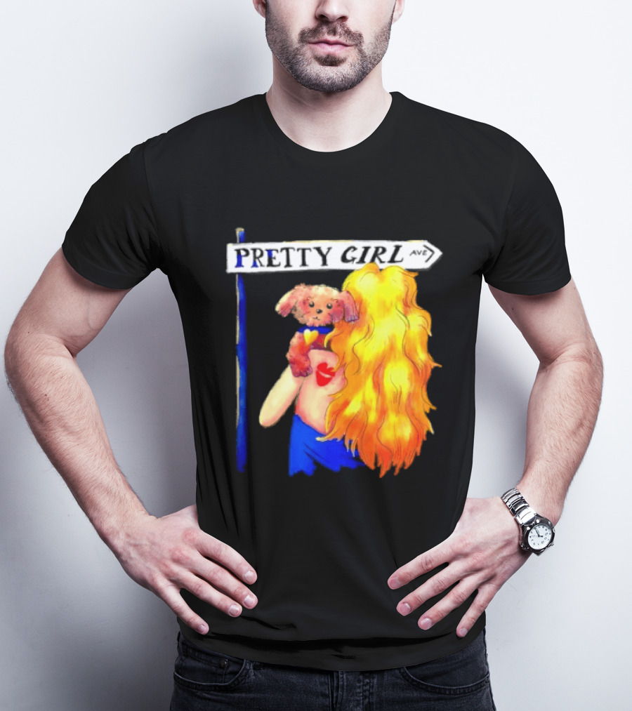 Pretty Girl Avenue Blonde Woman With Teddy Bear And Heart Tattoo T-Shirt