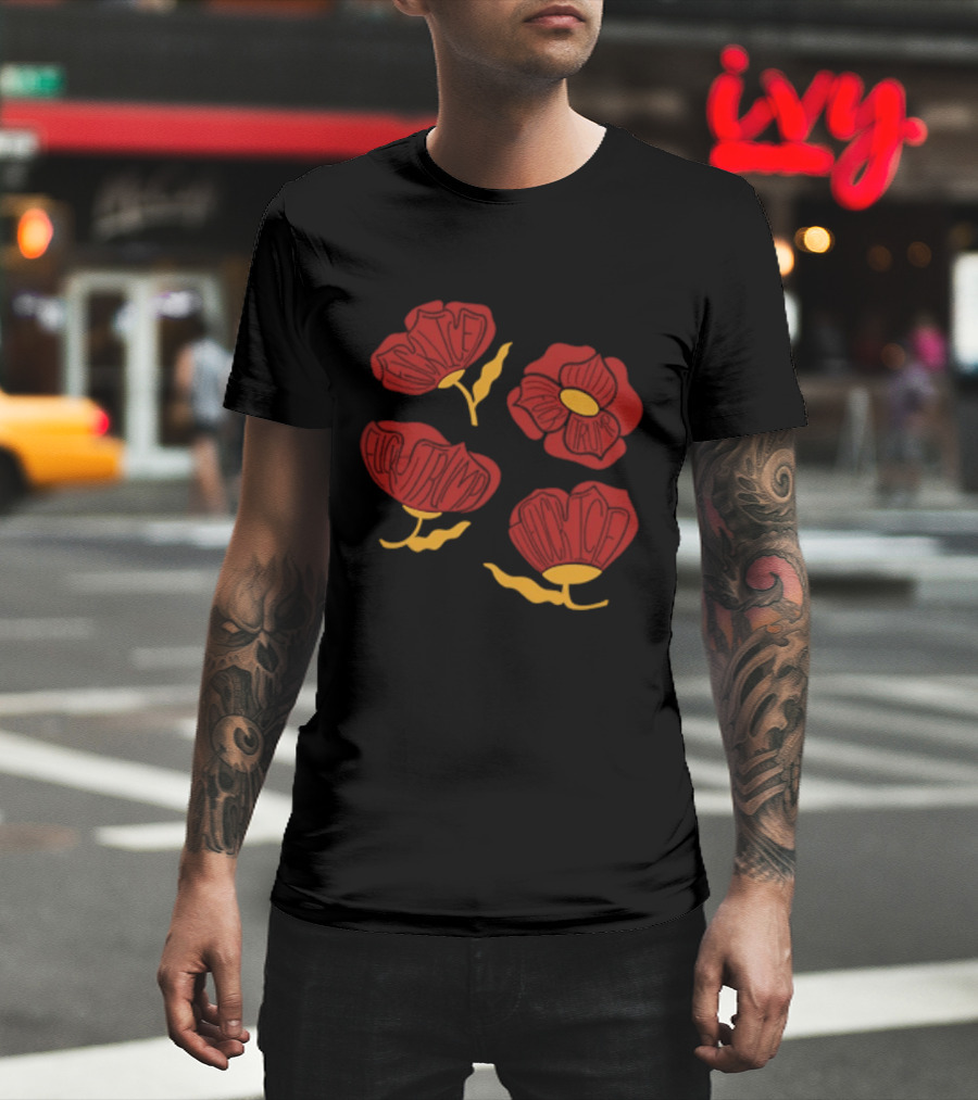 Red Poppy Floral Fuck Trump T-Shirt