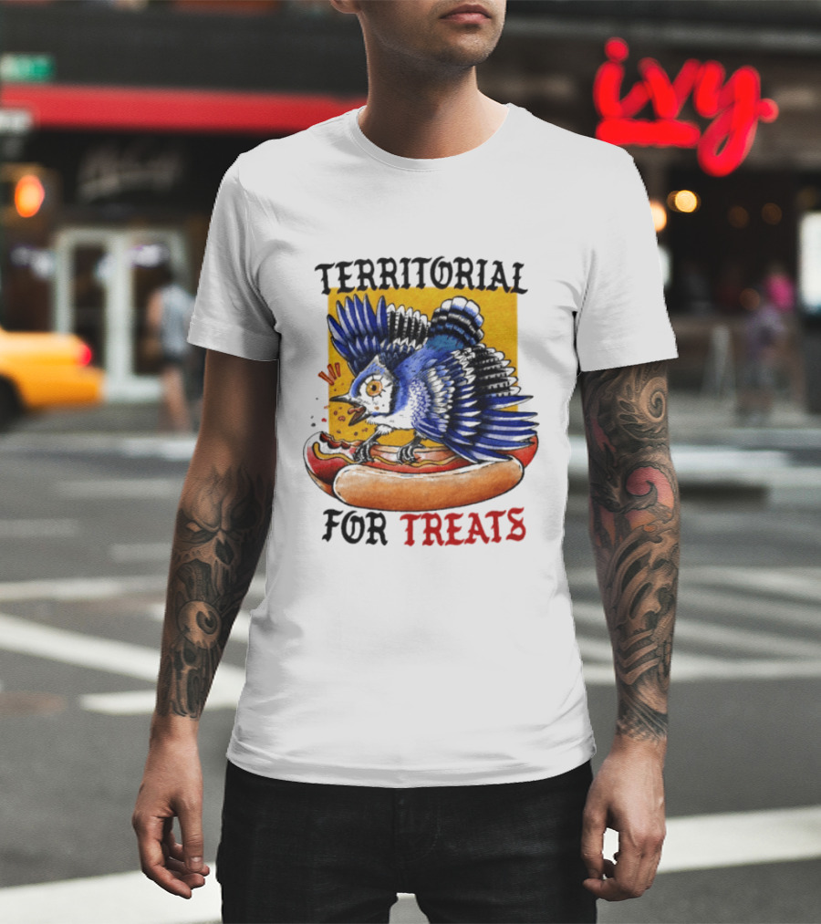 Territorial Bird With Hotdog For Treats T-Shirt